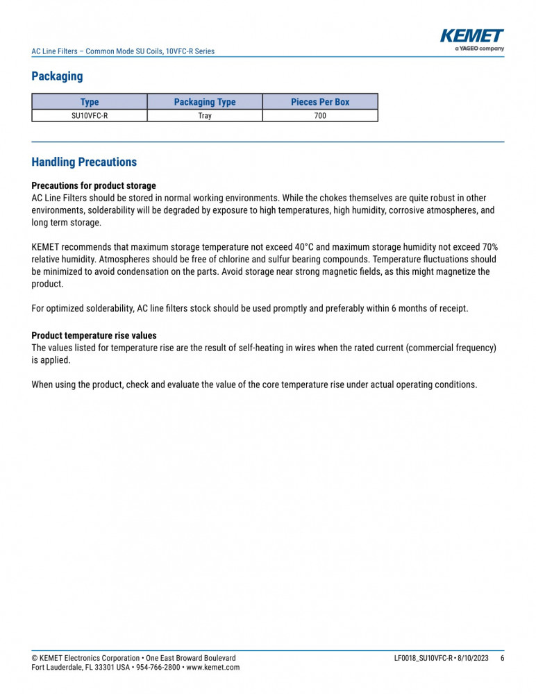 KEMET SU series datasheet page 6