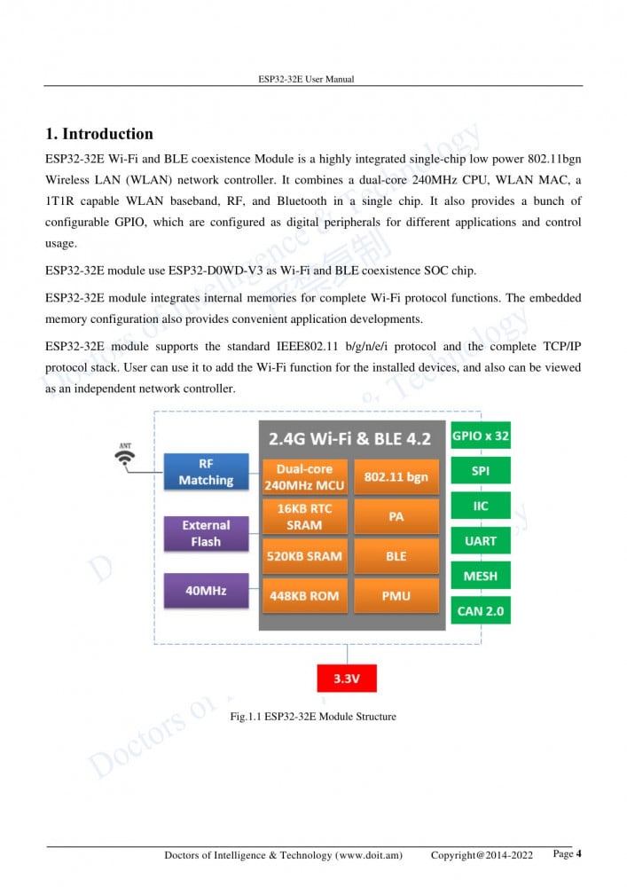 ESP32-32E-N4 datasheet page 4
