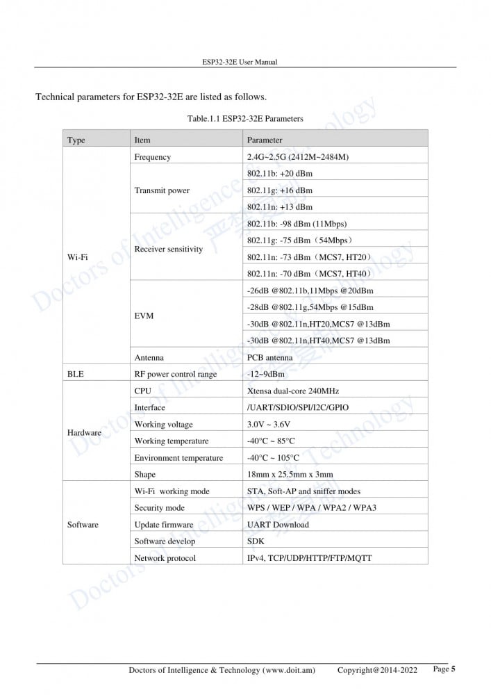 ESP32-32E-N4 datasheet page 5
