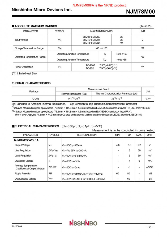 NJM78M00 datasheet page 2