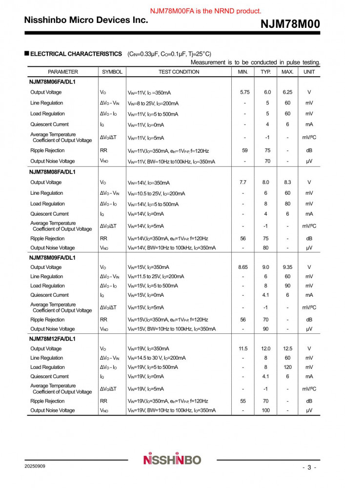 NJM78M00 datasheet page 3