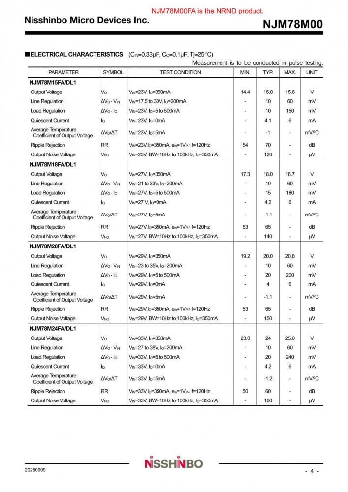 NJM78M00 datasheet page 4