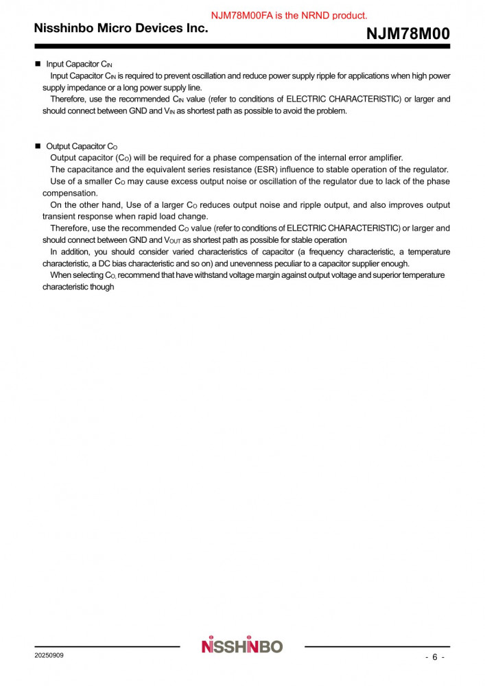 NJM78M00 datasheet page 6