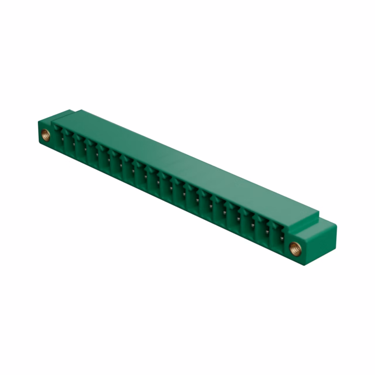 3.81mm Pitch Eurostyle Right-Angle PCB Header, with Threaded Retention Inserts, Green Housing, 18 Circuits for sale