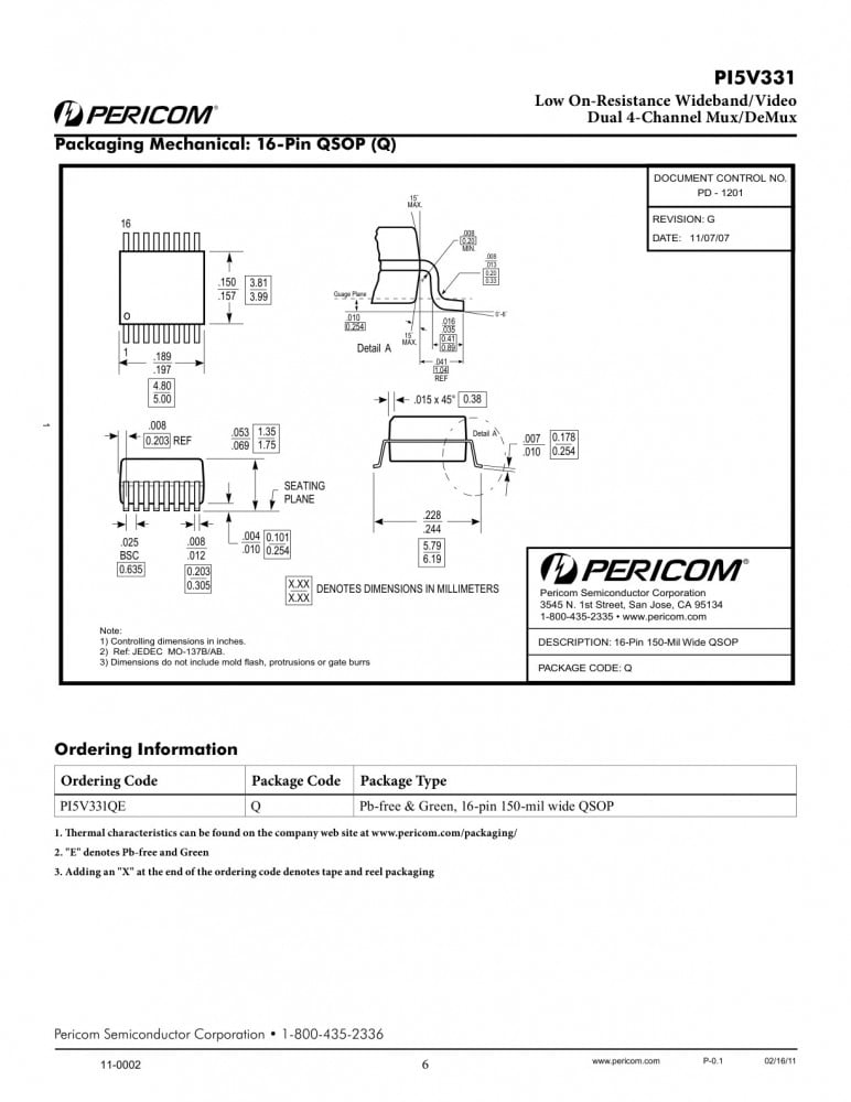 PI5V331QEX datasheet page 6