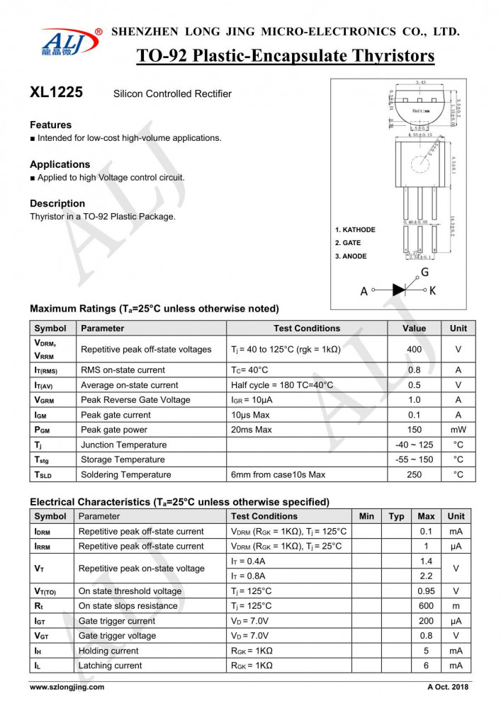 ALJ XL1225 datasheet page 1