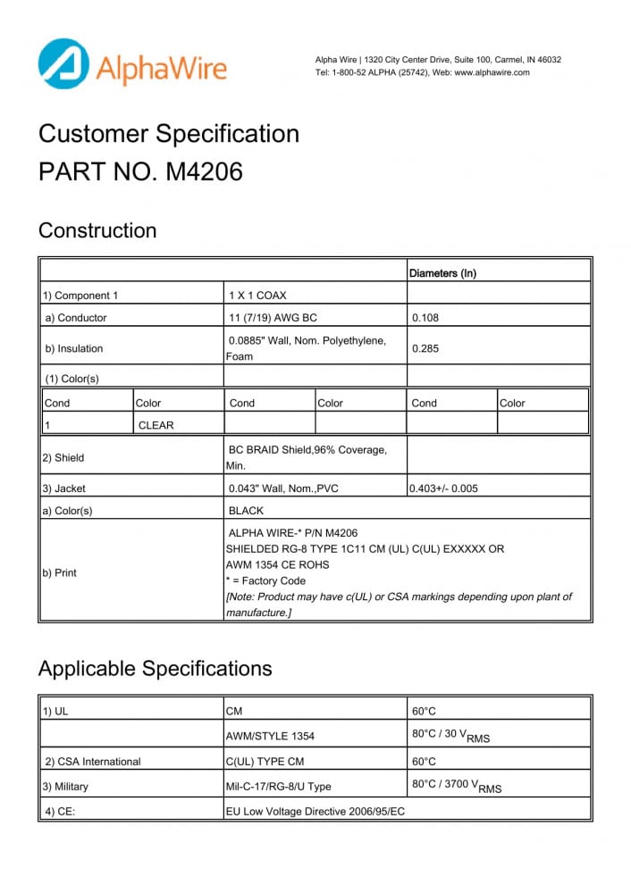 M4206 technical document page 1