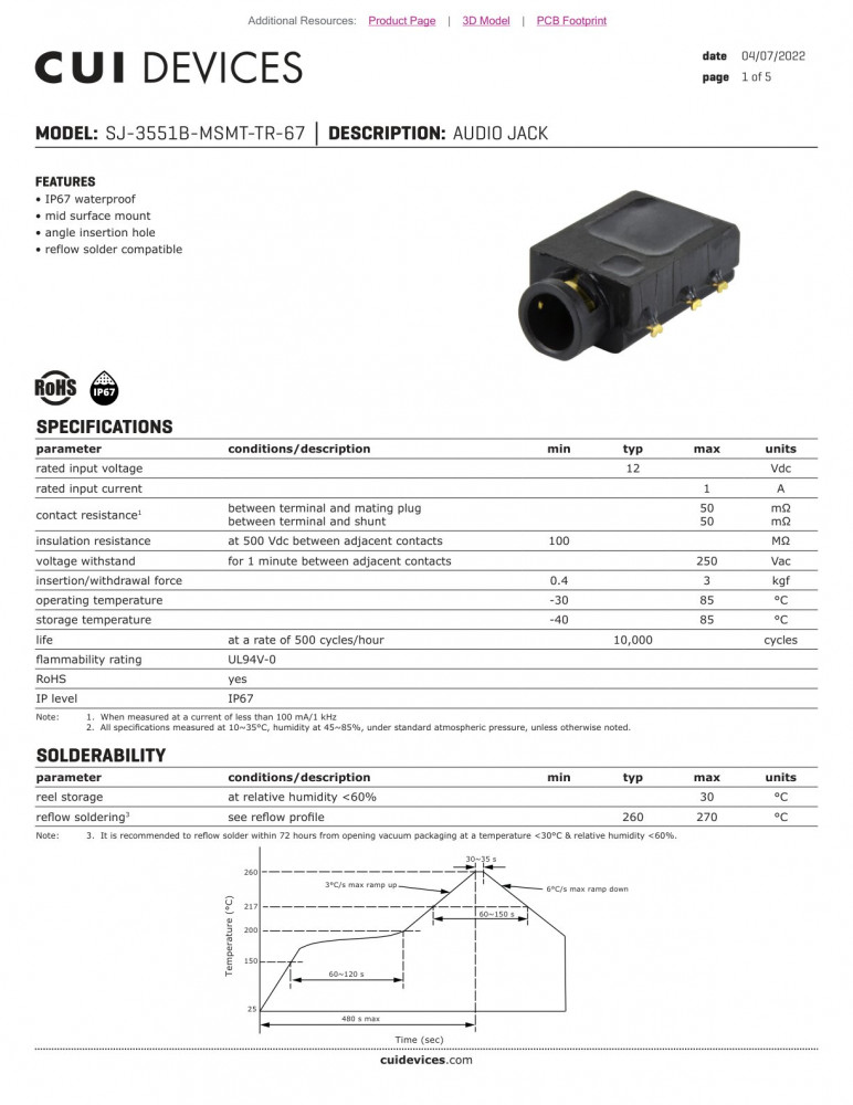 SJ-3551B-MSMT-TR-67 datasheet page 1