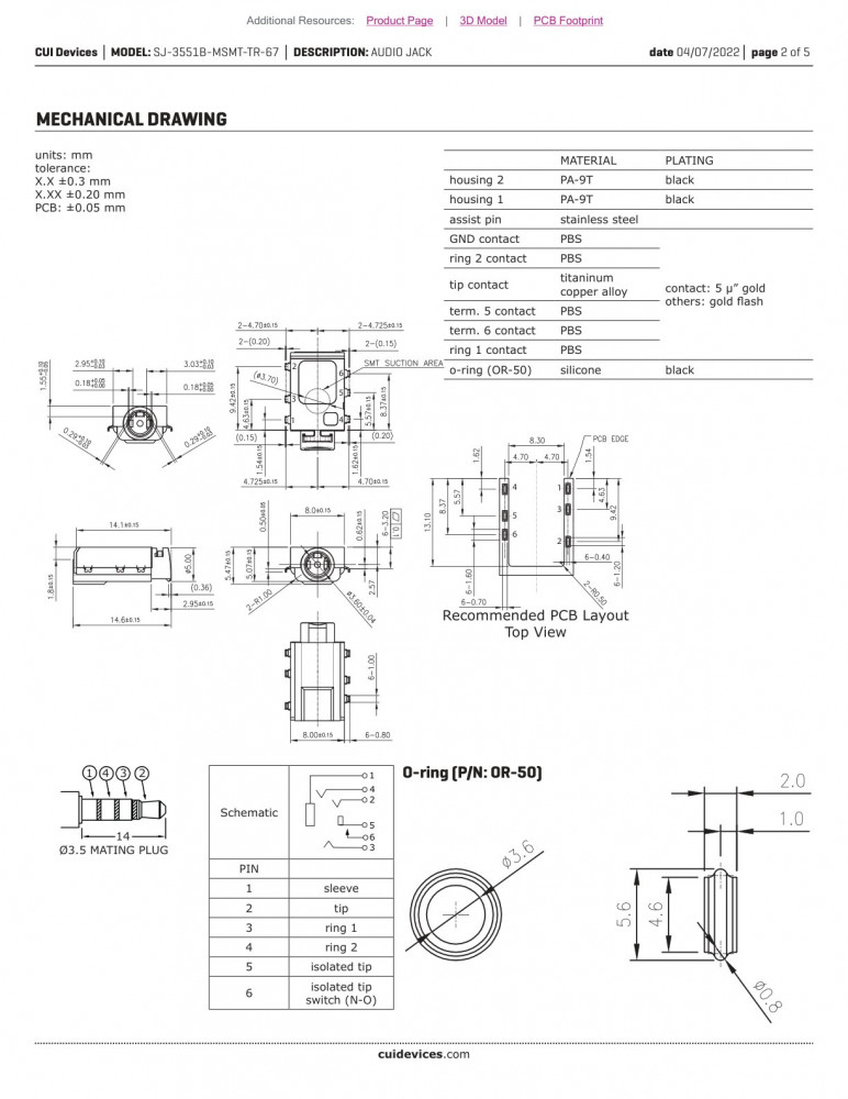 SJ-3551B-MSMT-TR-67 datasheet page 2