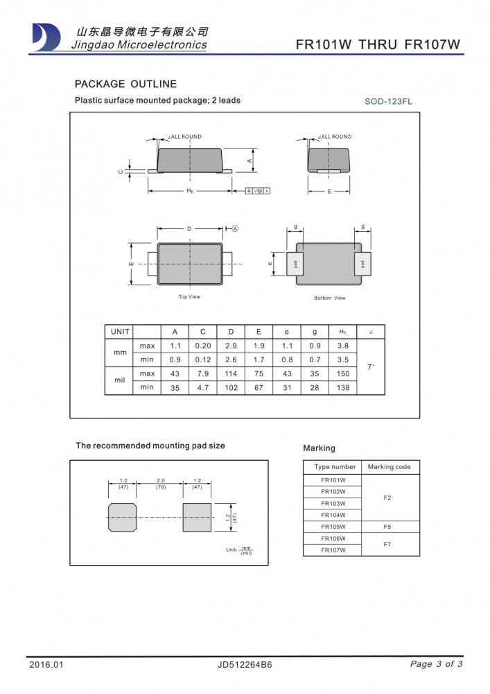 FR102W datasheet page 3