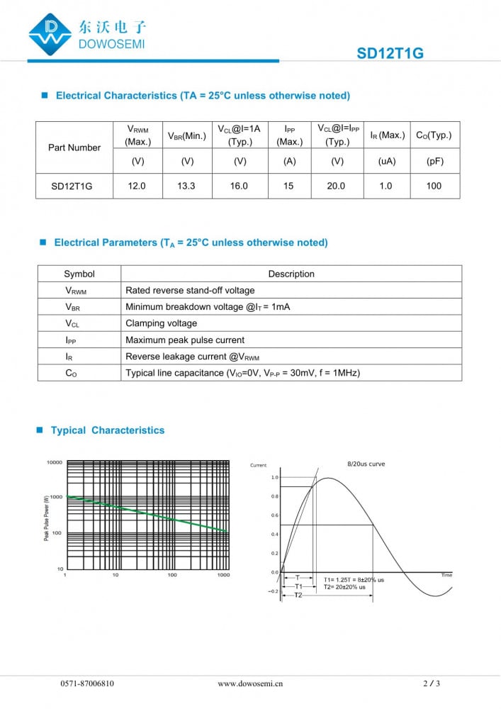 SD12T1G datasheet page 2