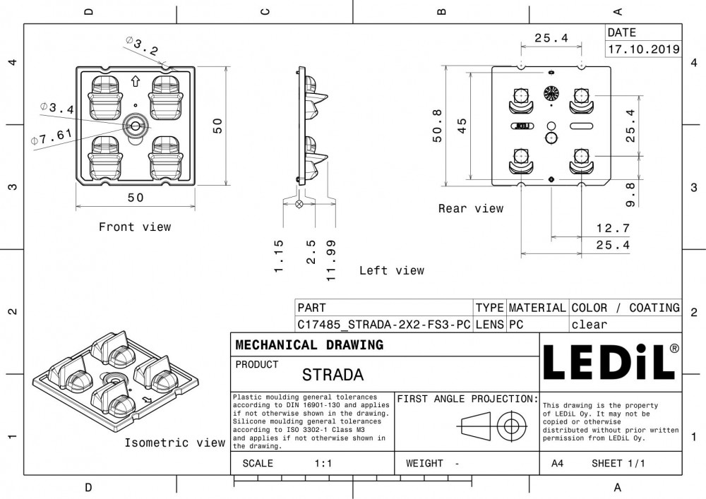 LEDiL STRADA-2X2-FS3-PC product drawing reference