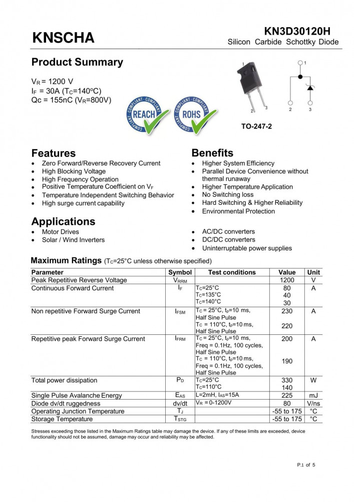 KN3D30120H datasheet page 1
