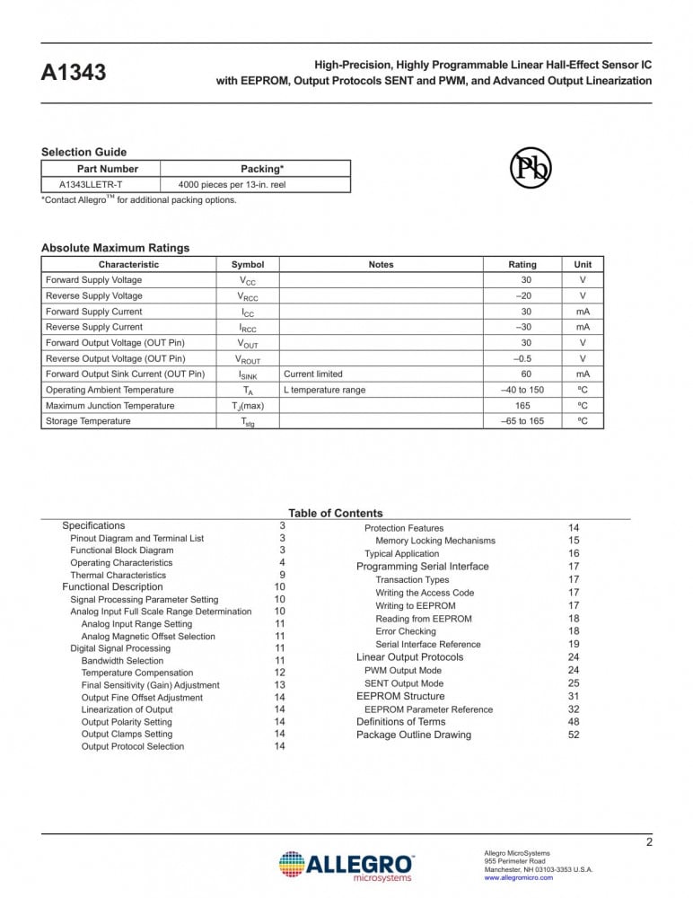 A1343 datasheet page 2