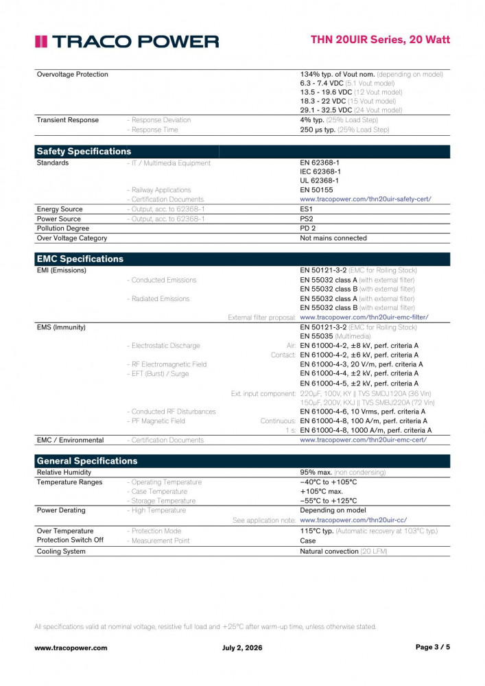 THN 20UIR technical document page 3