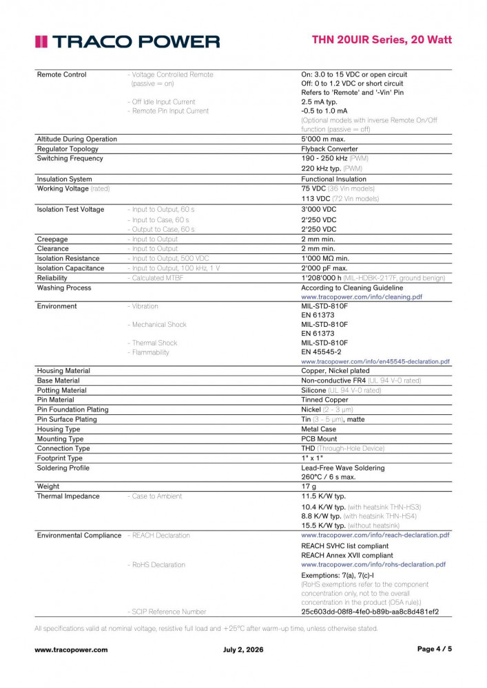 THN 20UIR technical document page 4