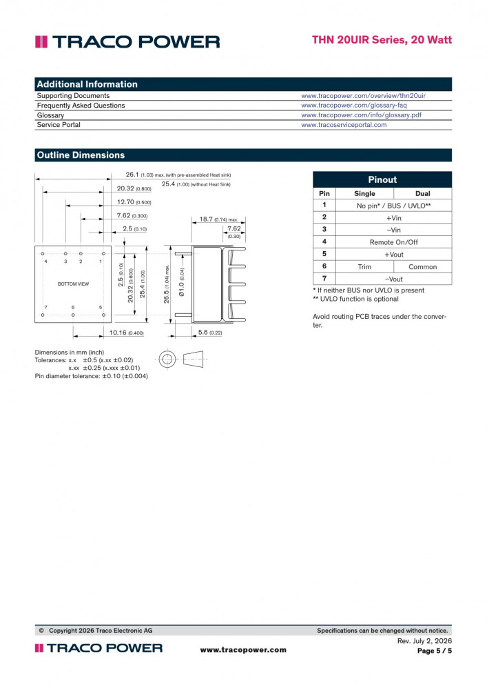 THN 20UIR technical document page 5