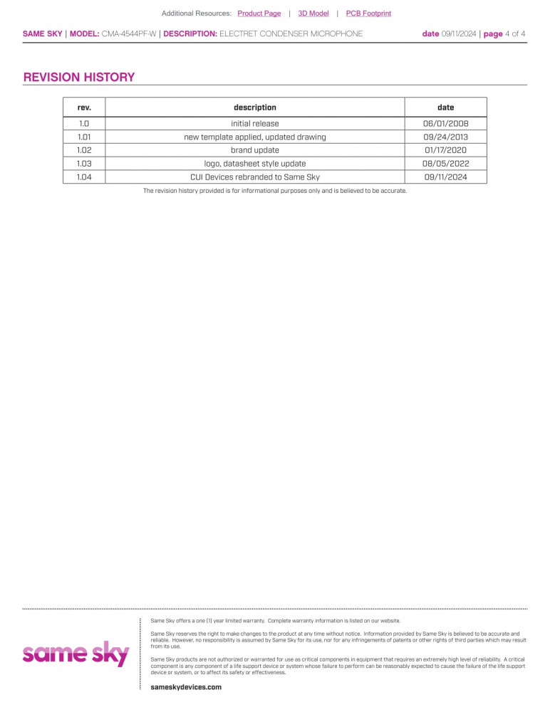 CMA-4544PF-W technical document page 4