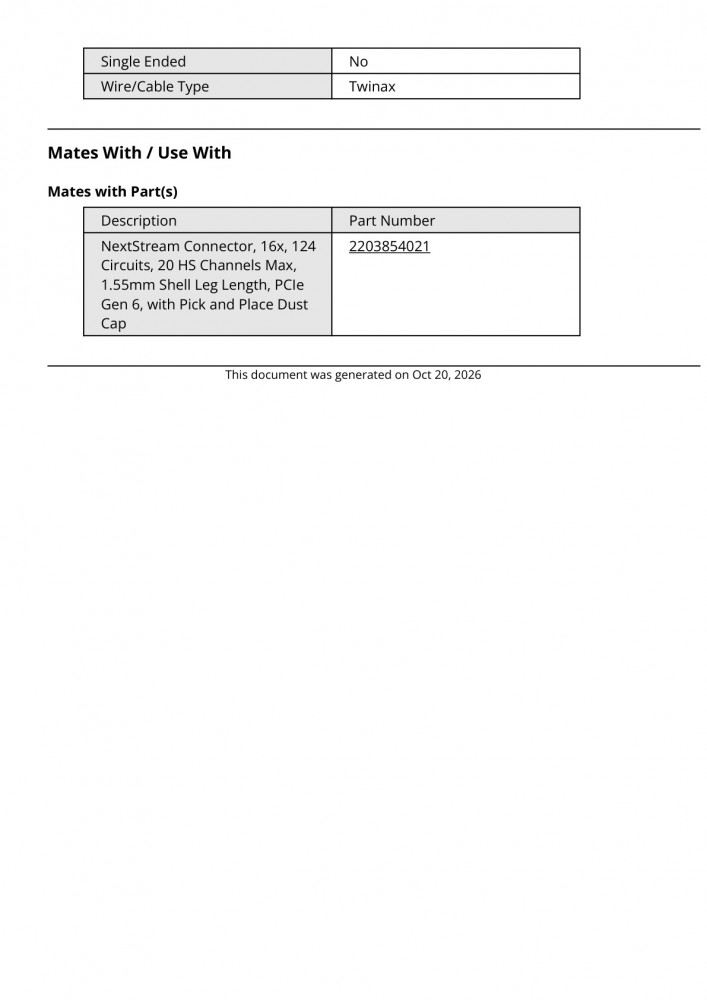 Technical document page 3 for MOLEX 3007711000