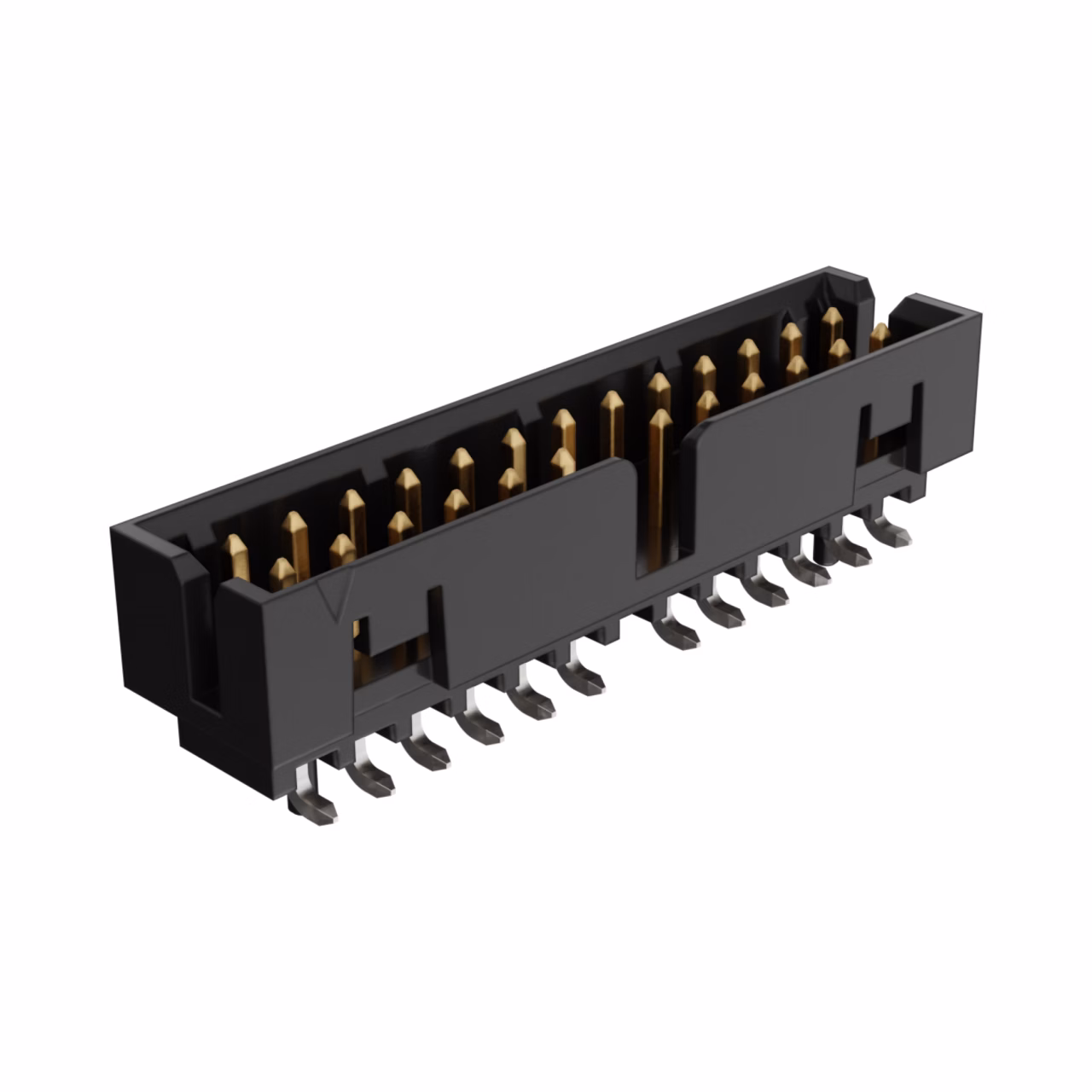 2.00mm Pitch, Milli-Grid PCB Header, Dual Row, Vertical, Surface Mount, Shrouded, 26 Circuits, Circuit 13 Voided, 0.76µm Gold (Au) Plating, Dual Side Slots, Dual Friction Locks, Center Polarization, with Pegs, Tube for sale