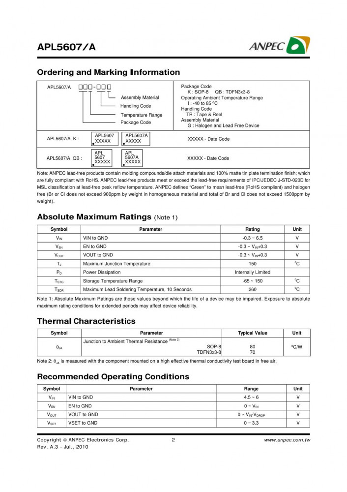 APL5607AKI-TRG datasheet page 2
