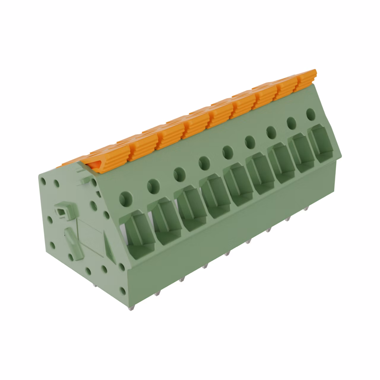 5.00mm Pitch Lever Activated Fixed Mount PCB Terminal Block, 35° Wire Entry, 9 Circuits for sale