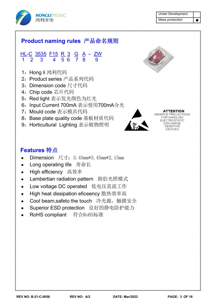 HL-C3535F15R3GA-ZW datasheet page 3