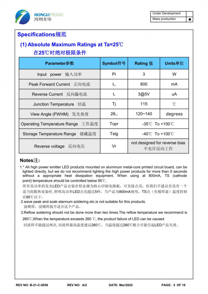 HL-C3535F15R3GA-ZW datasheet page 5