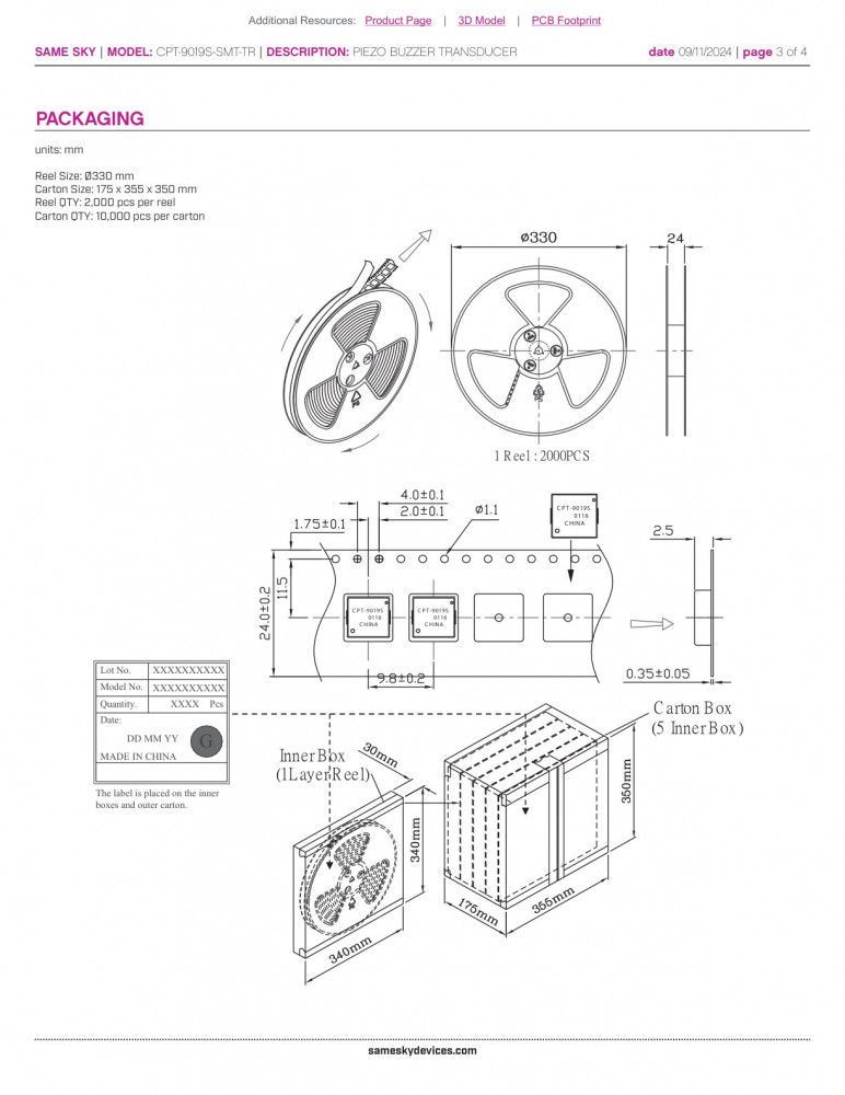 CPT-9019S-SMT-TR technical document, page 3