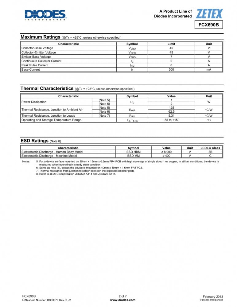 FCX690BTA datasheet page 2
