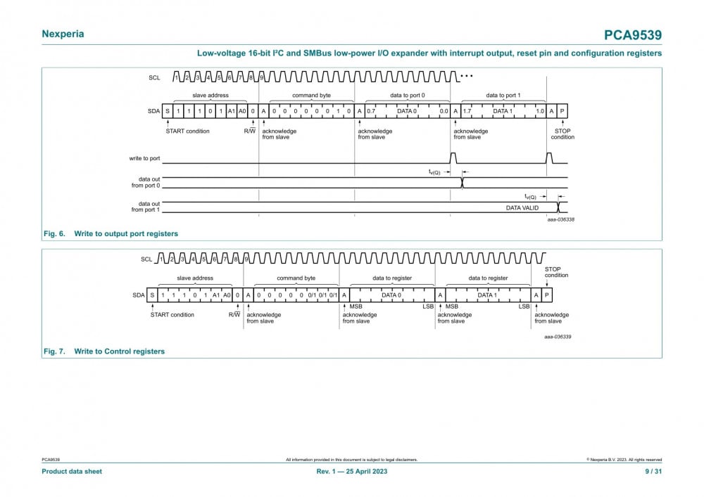 PCA9539 datasheet page 9
