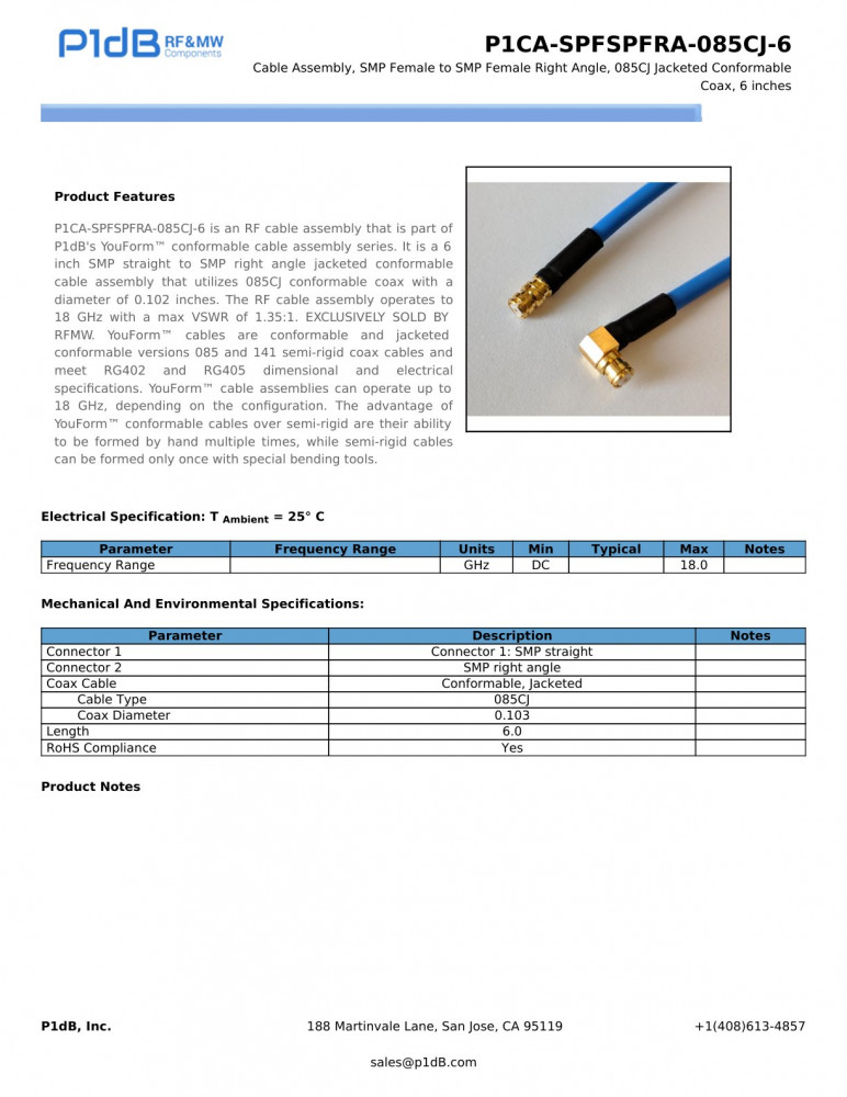 Product documentation image for P1CA-SPFSPFRA-085CJ-6