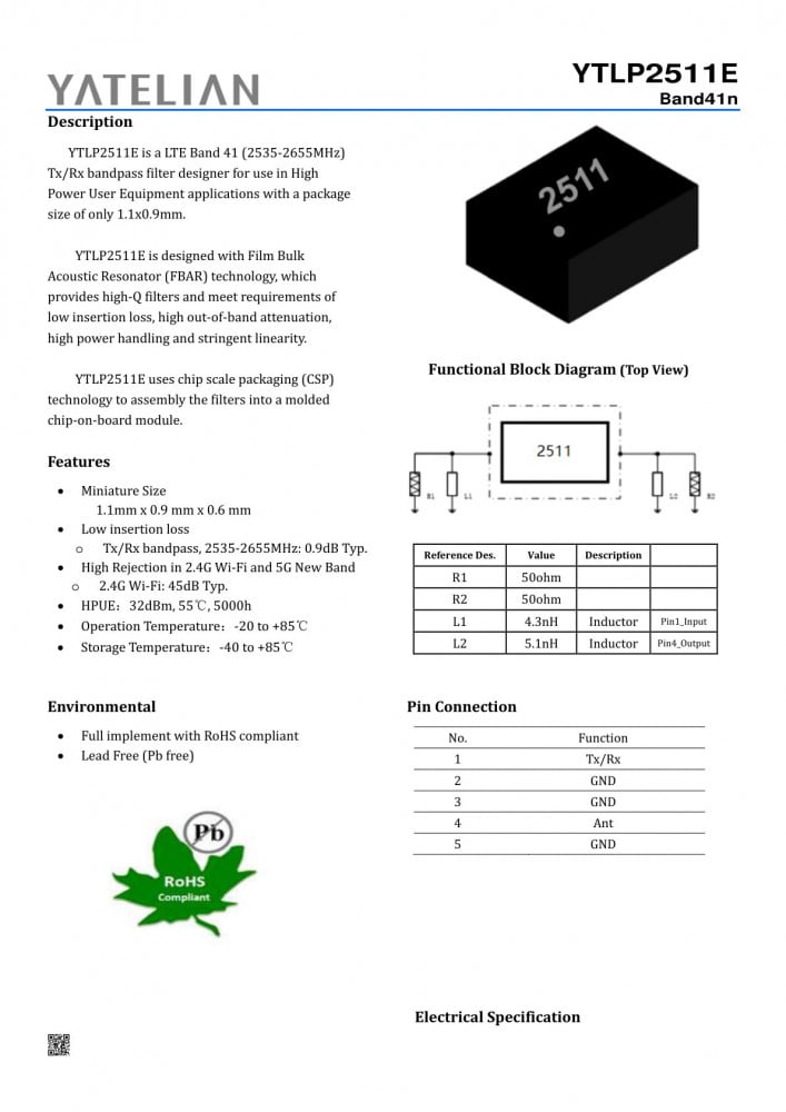 YTLP2511E technical document page 1
