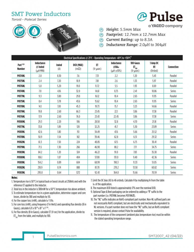 PULSE P0179NL technical document page 1
