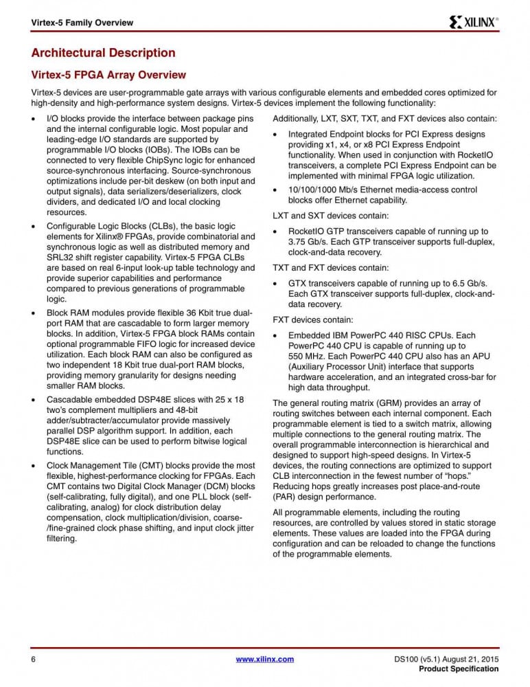 XC5VSX50T-1FF665C technical document page 6