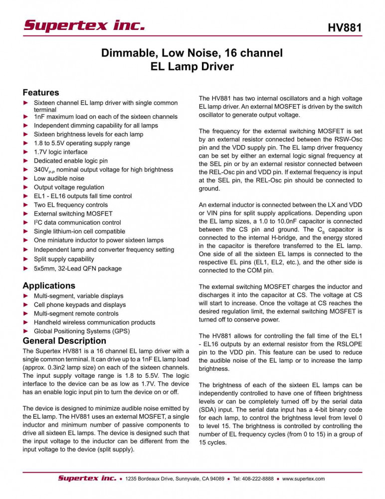 HV881K7-G datasheet page 1