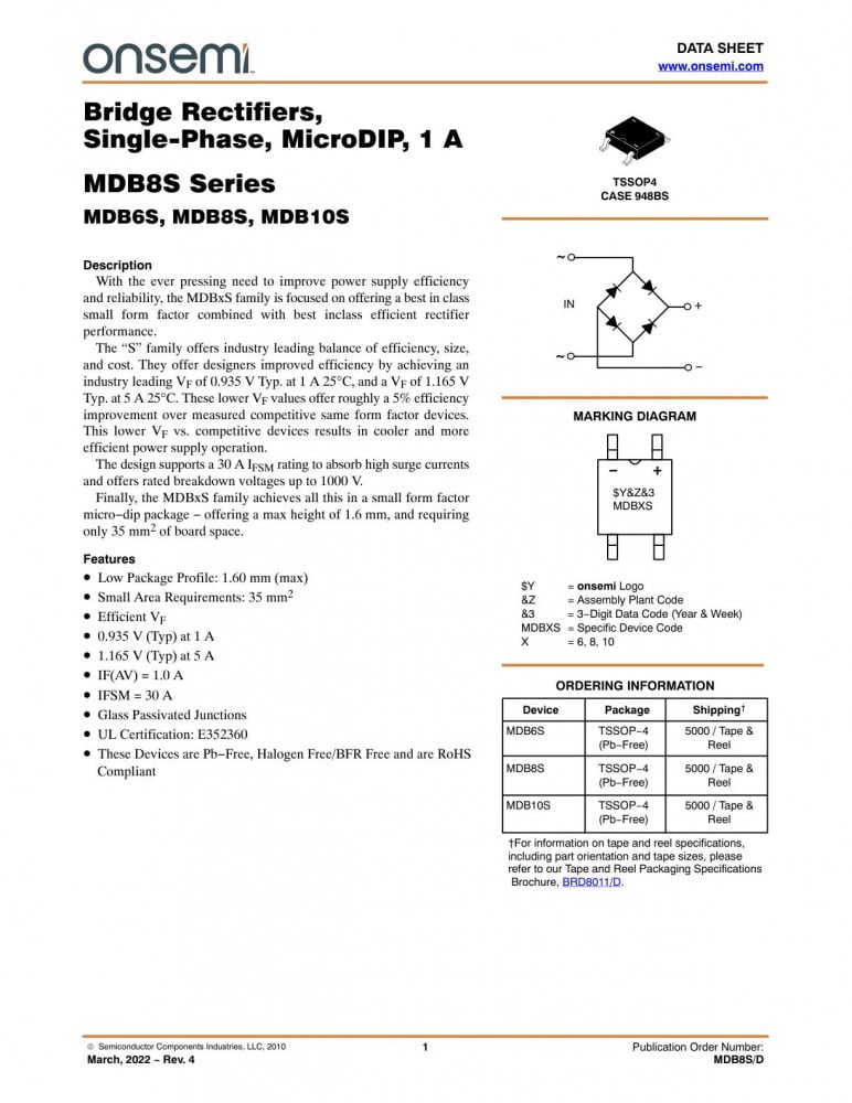 MDB8S datasheet page 1