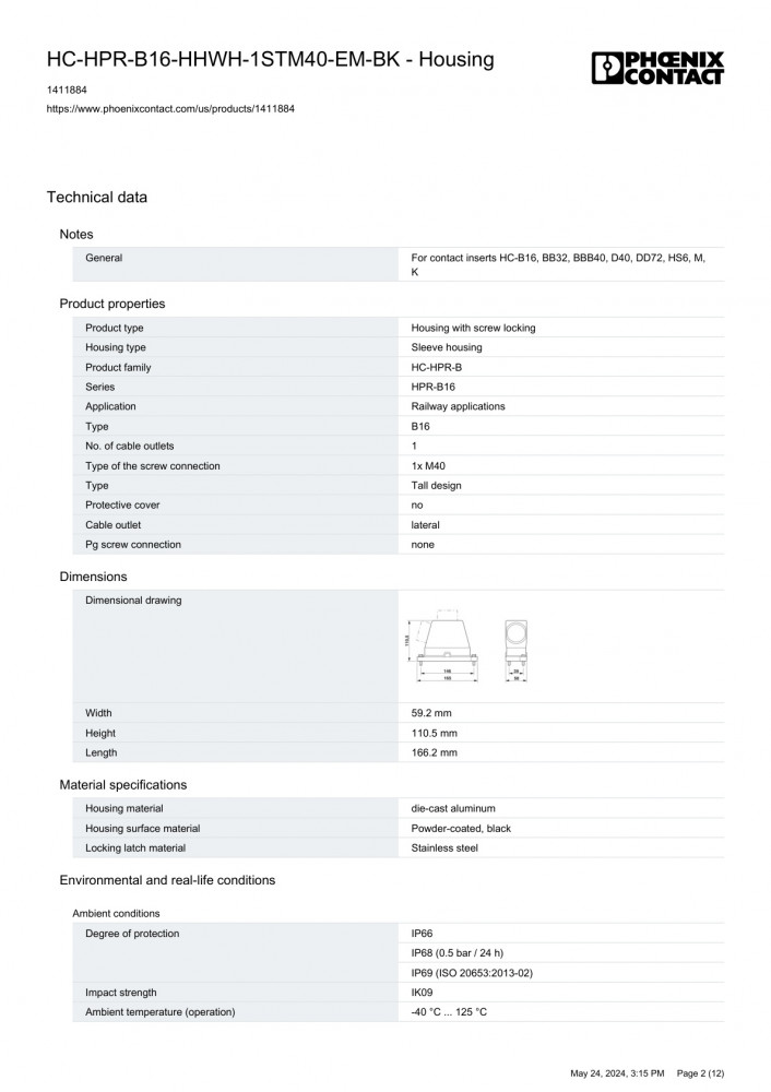 Phoenix Contact 1411884 technical document page 2