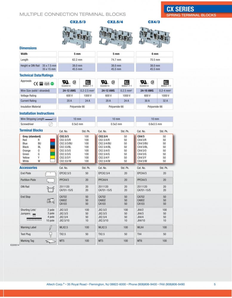 Altech EPCX2.5/4 technical document page