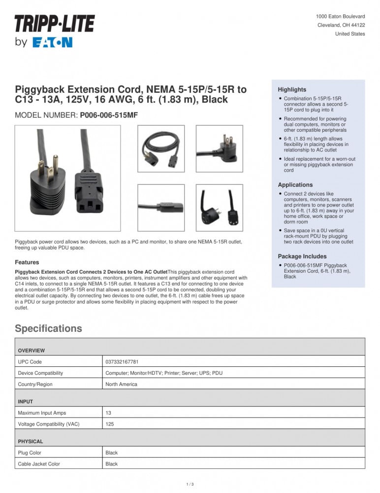 P006-006-515MF technical document page 1