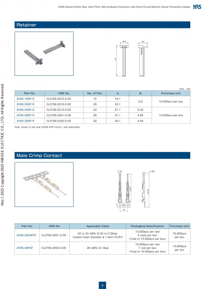 HRS ZH05 series datasheet page 9