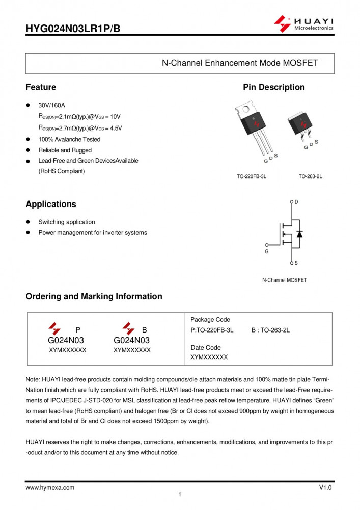 HYG024N03LR1P datasheet page 1