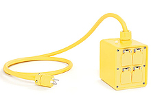 Super-Safeway GFCI Multiple Outlet Box, Open Neutral Relay, (2) NEMA 5-15 Duplex with Flip Lids, 0.305m (1.0') Cord Length, 12/3 SOOW Cord, NEMA 5-15 Plug