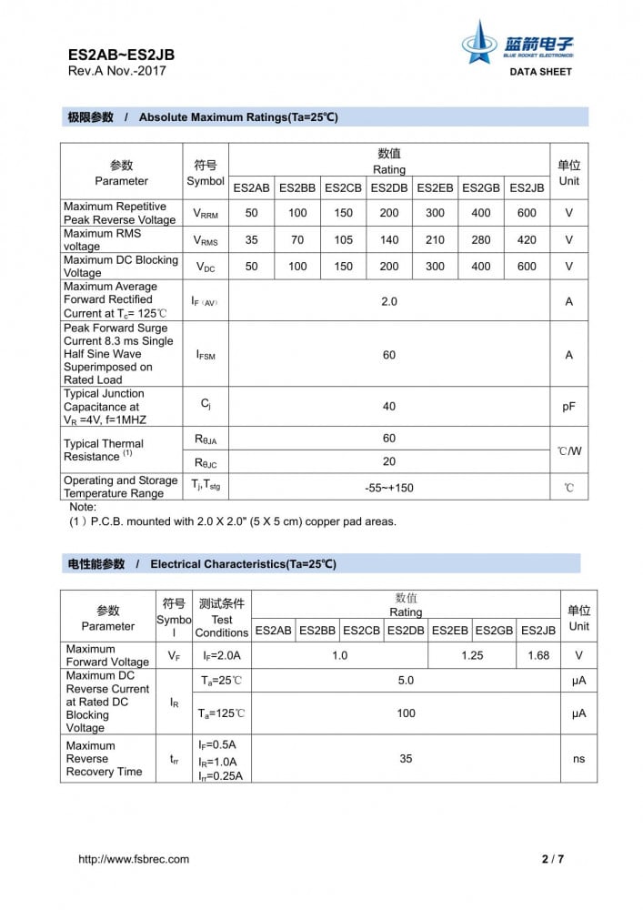 ES2JB datasheet page 2