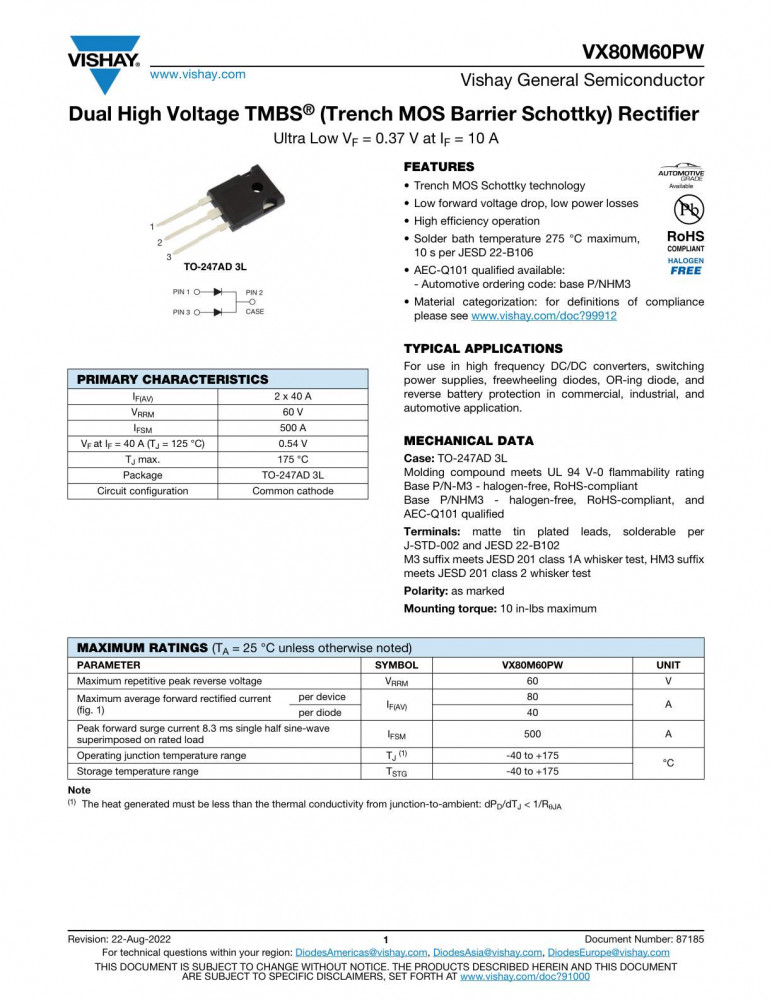 VX80M60PW datasheet page 1