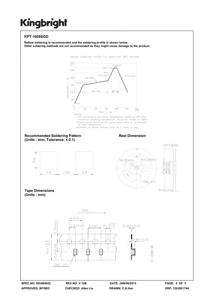 KPT-1608SGD datasheet page 4
