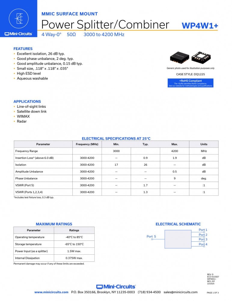 WP4W1+ datasheet page 1