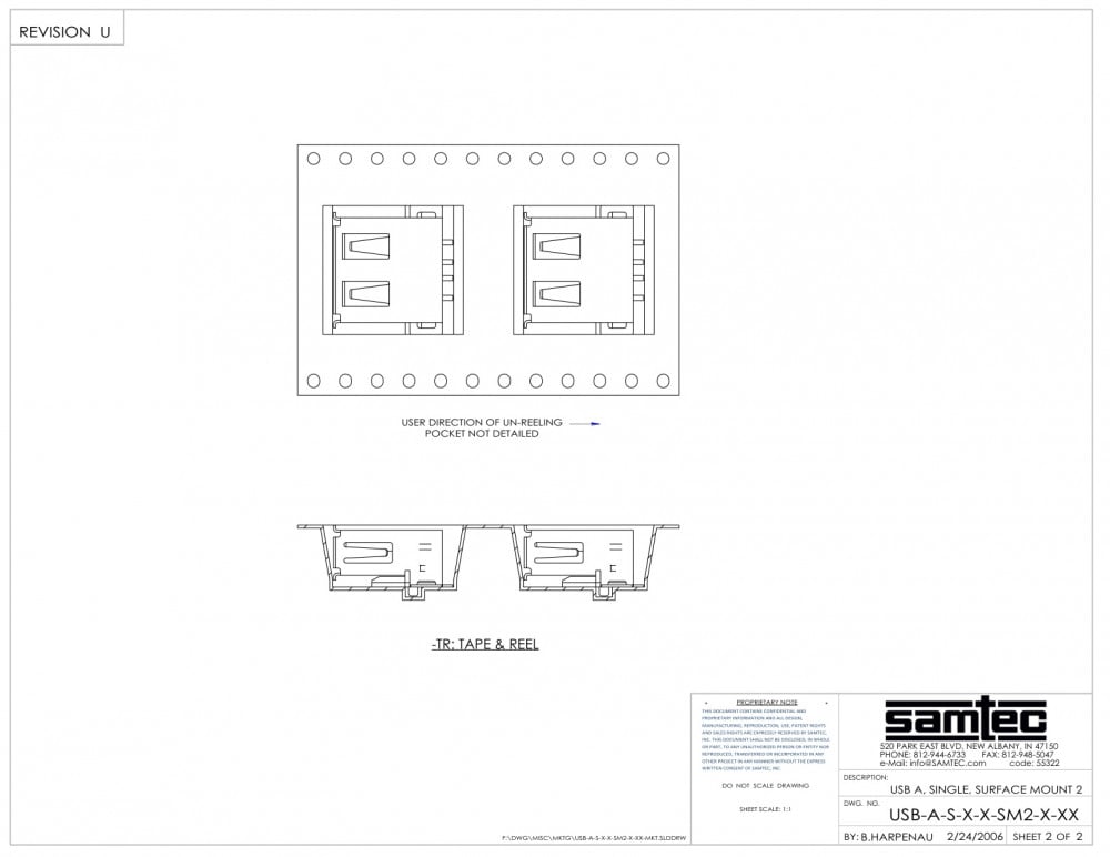 Samtec USB-A-S-F-B-SM2-R-TR technical drawing page 2