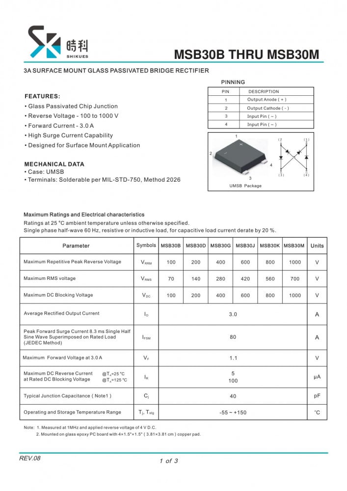 MSB30M datasheet page 1