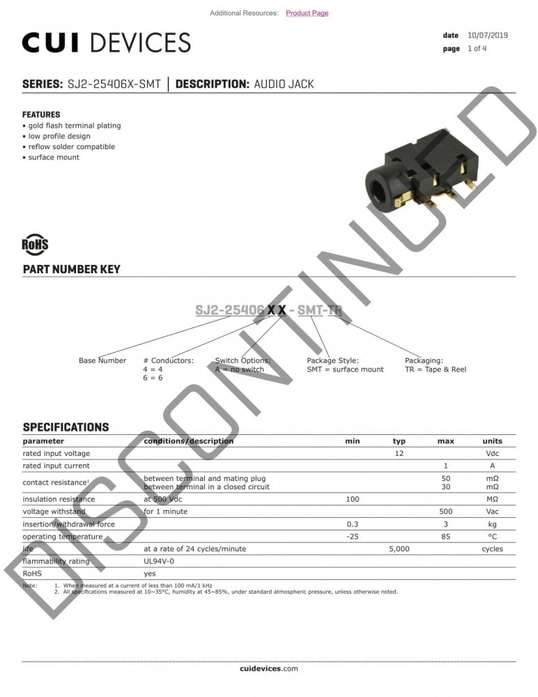 SJ2-254064A-SMT-TR datasheet page 1